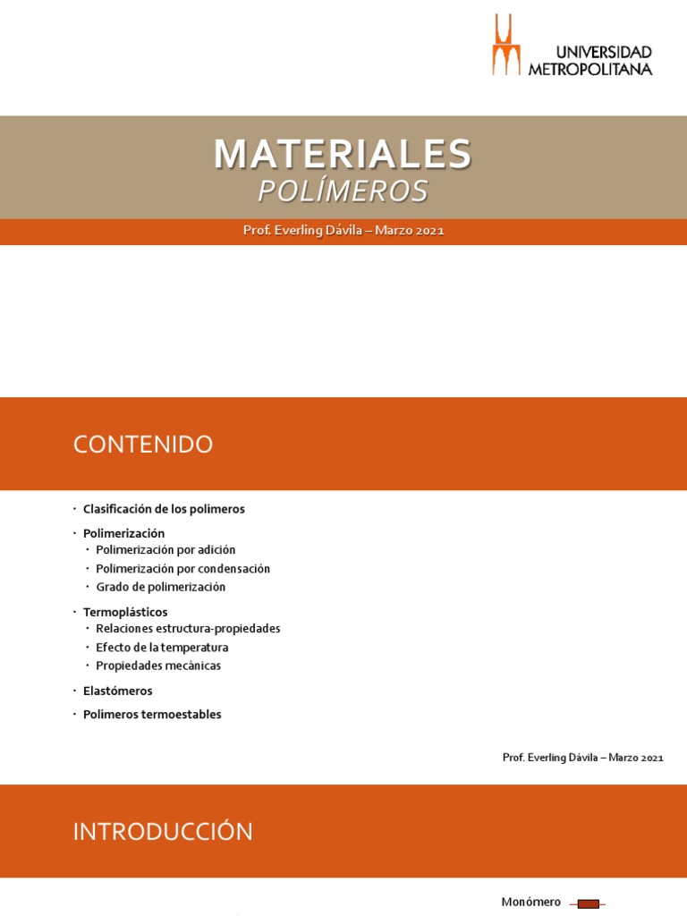 Clase 17. Materiales Poliméricos | PDF | Elastómero | Polímeros