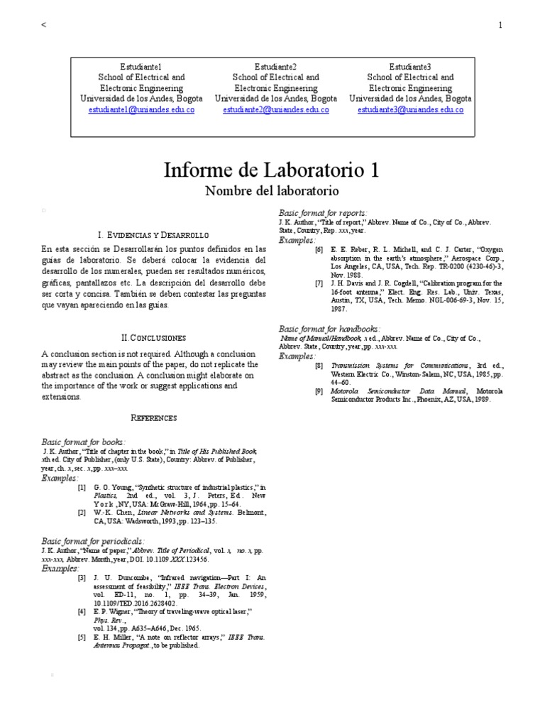 Plantilla IEEE Informe | Electronics | Technology & Engineering