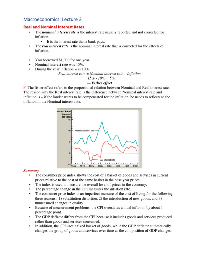 Macroeconomics: Lecture 3: Real and Nominal Interest Rates | PDF ...