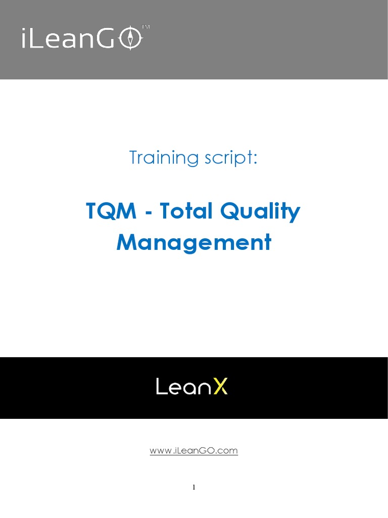 TQM - Total Quality Management: Training Script | PDF | Quality ...