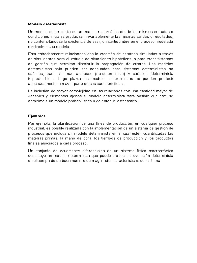 Modelo Determinista y Ejemplos Prácticos | PDF