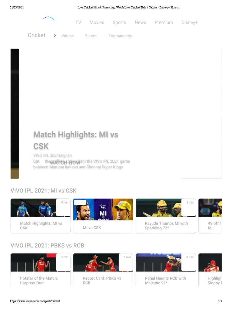 Live Cricket Match Streaming, Watch Live Cricket Today Online - Disney+ ...