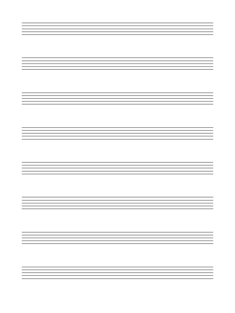 8 Staves Without Clefs Blank Sheet Music | PDF