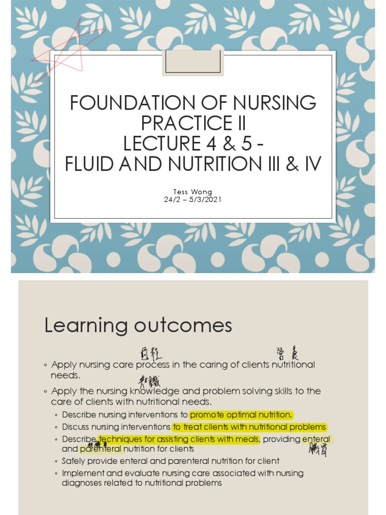 Lecture 4 5 - Fluid and Nutrition III IV | PDF | Intravenous Therapy ...