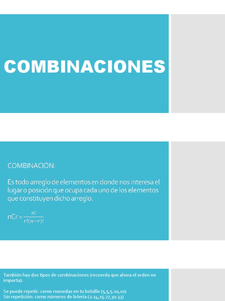 COMBINACIONES | PDF | Permutación | Enseñanza de matemática