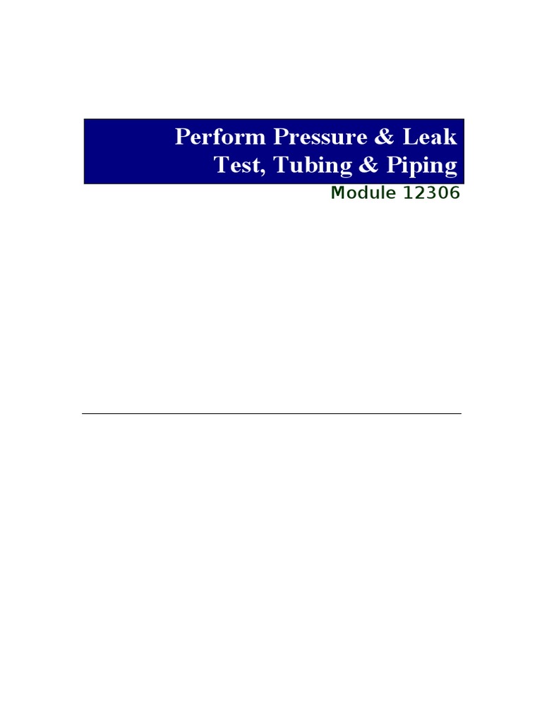 Perform Pressure & Leak Test, Tubing & Piping | PDF | Leak | Pipe ...