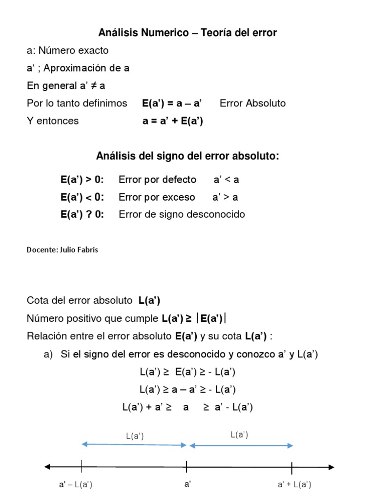 Analisis Numerico 1erc 2021 - Clase 4 Teoría Del Error (Preliminar ...