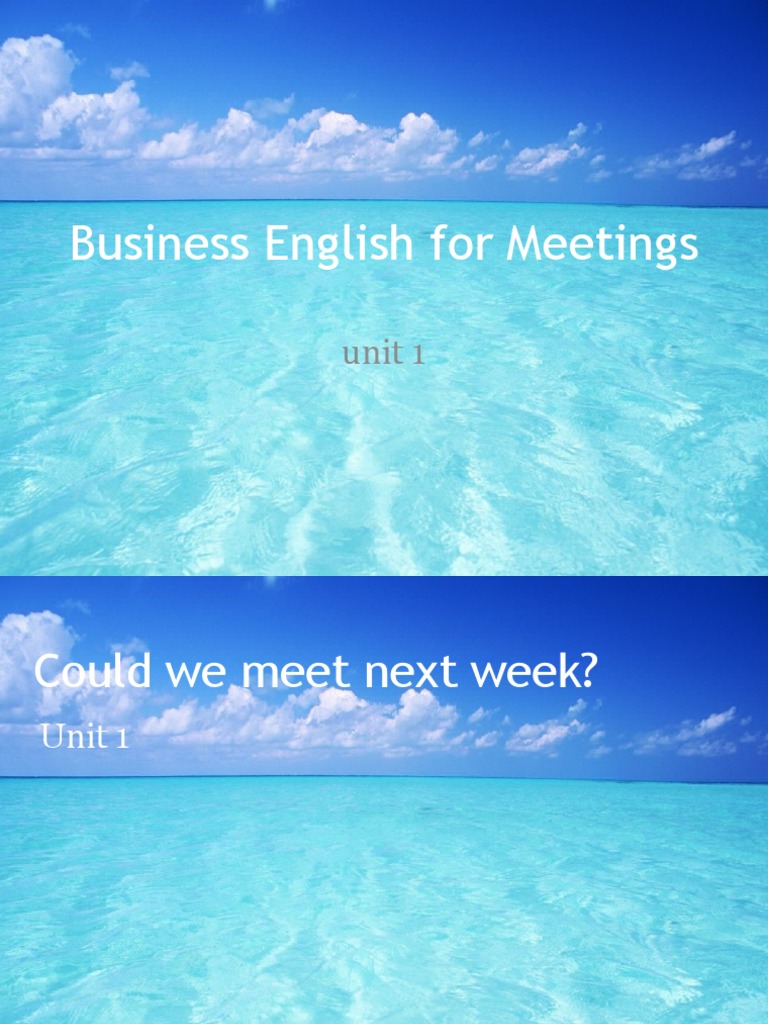 Business English For Meetings: Unit 1 | PDF | Communication | Business