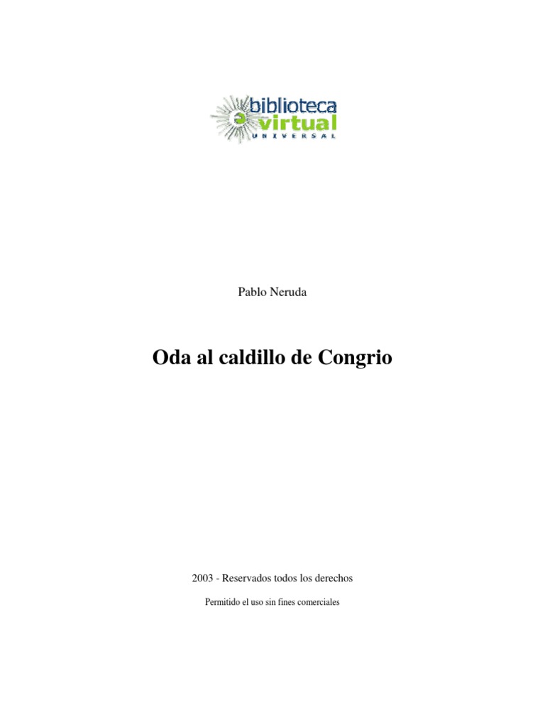 Oda Al Caldillo de Congrio: Pablo Neruda | PDF | Cocina, comidas y vino