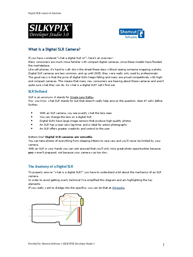 What Is A Digital SLR Camera? | PDF | Digital Single Lens Reflex Camera ...