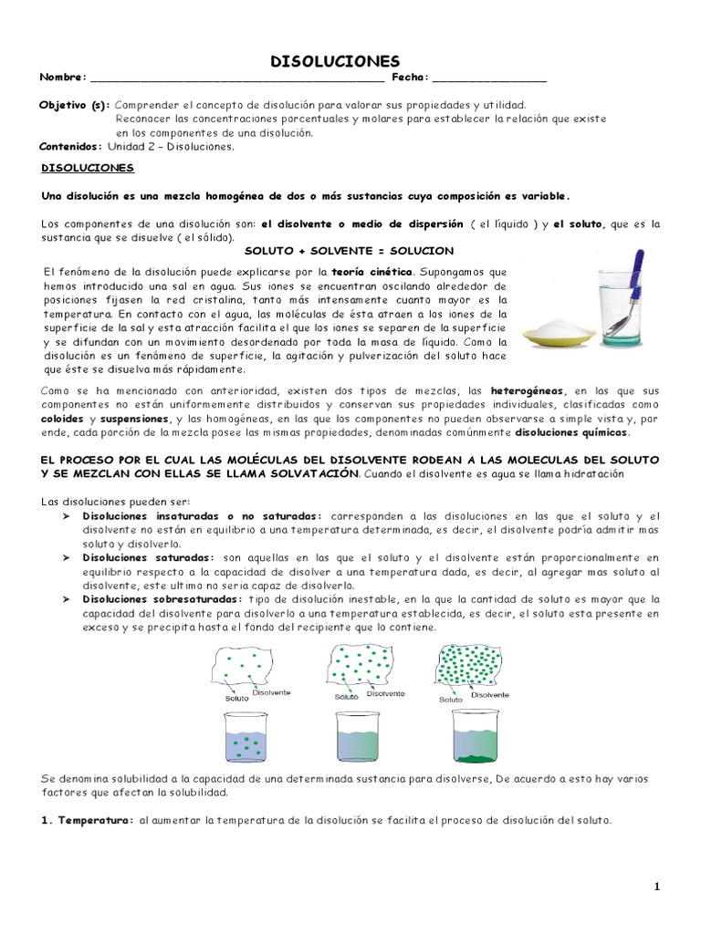 Guia de Disoluciones | PDF | Concentración | Solubilidad