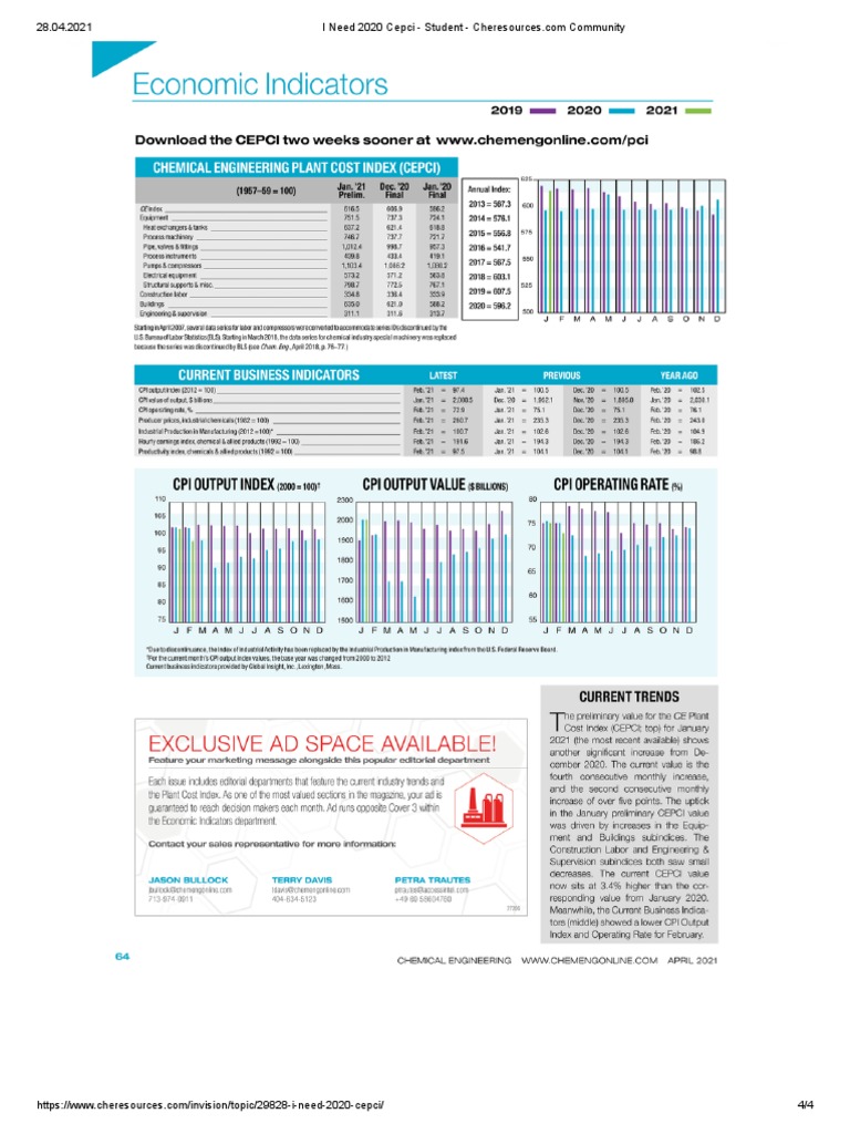 CEPCI2021 From Chemical Engineering | PDF
