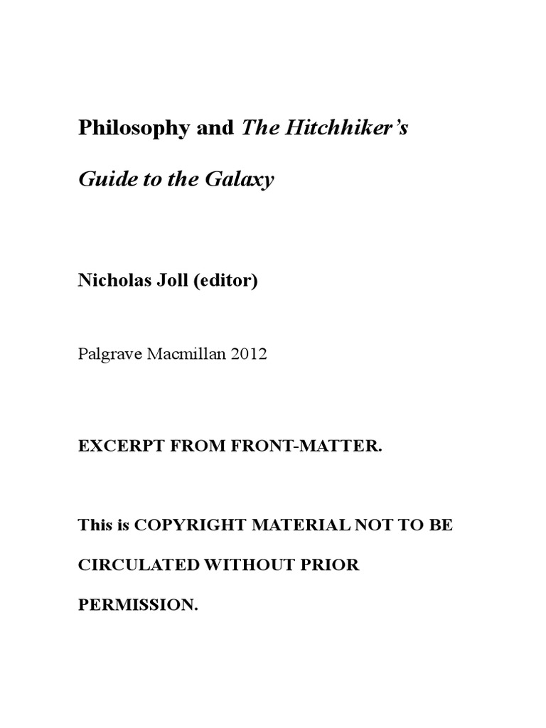 Philosophy and The Hitchhiker's: Guide To The Galaxy | PDF ...