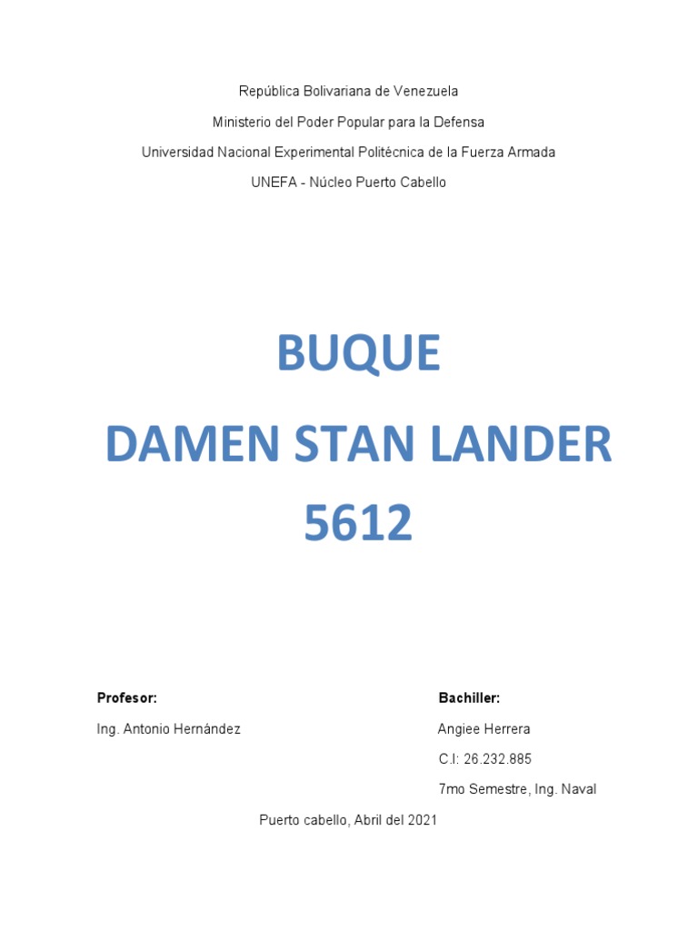 Buque Stan Lander 5612 | PDF | Barcos | Buques