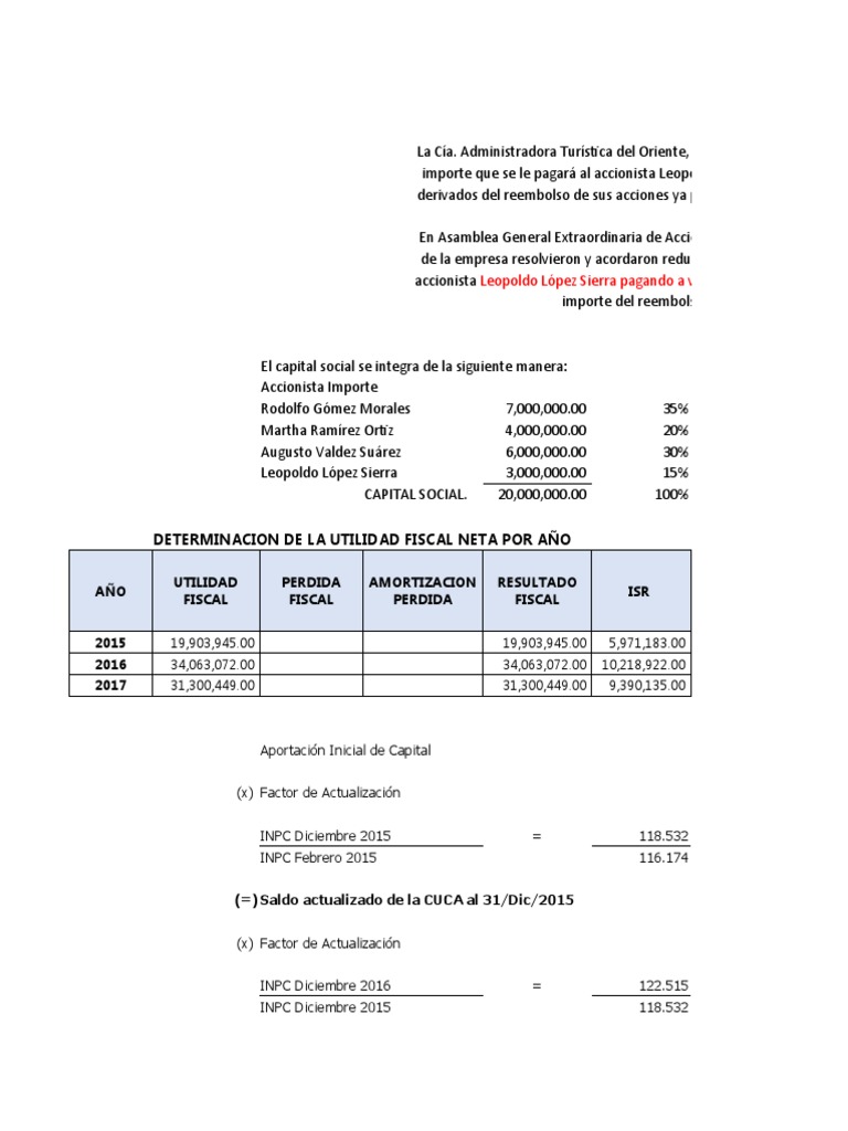 U1 Act3 Caso PR Ctico 2 Reembolso de Capital | PDF | Compartir (Finanzas) | Empresas