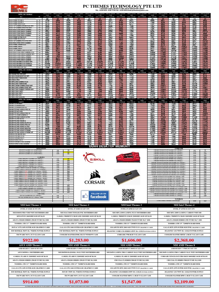 PC Themes Technology Pte LTD: Ddr4 Desktop Memory | PDF | Intel | Solid State Drive