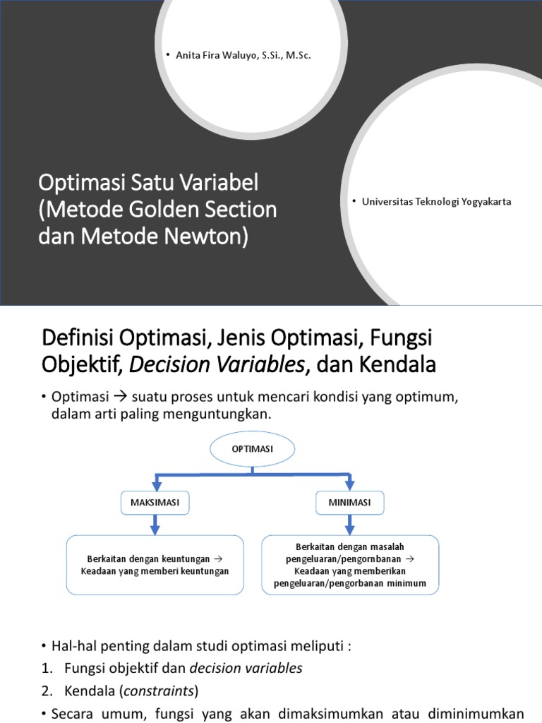Metode Optimasi Satu Variabel | PDF | Metode & Bahan Ajar