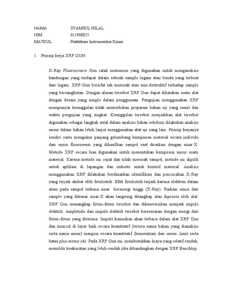 Prinsip Kerja XRF dan UV-Vis | PDF | Sains & Matematika | Komputer