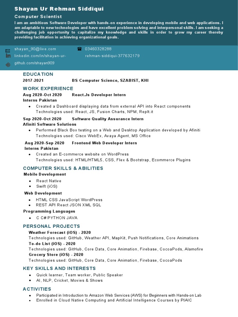 Education Work Experience: Computer Scientist | PDF