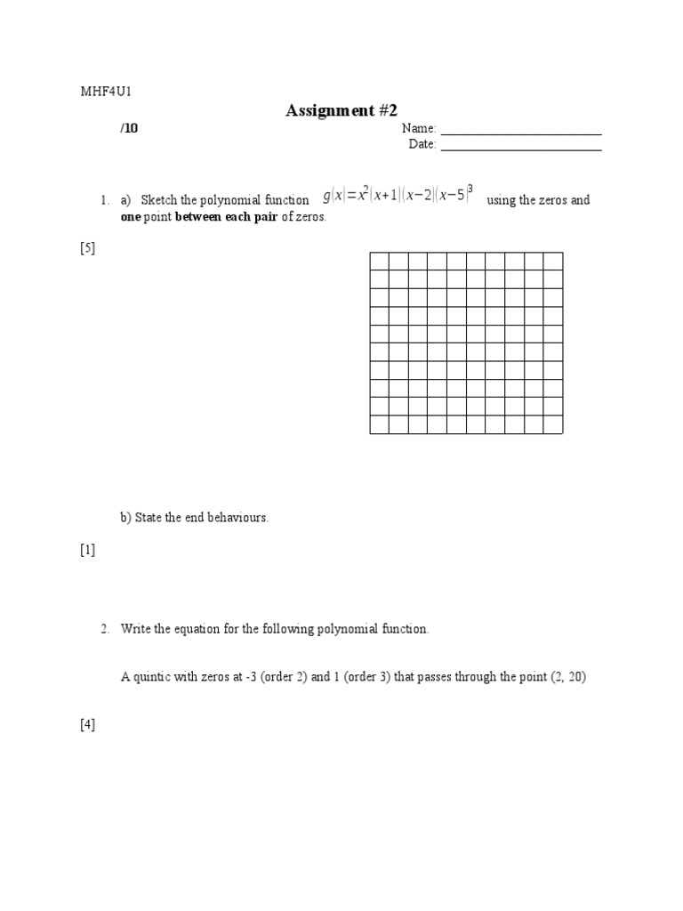 MHF4U Assignment #2 February 2021 | PDF