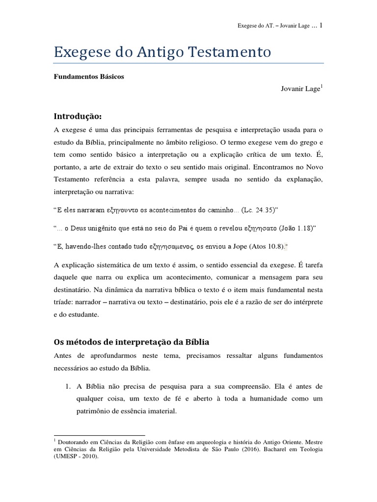 Fundamentos da Exegese do Antigo Testamento | PDF | Bíblia | Religião e ...