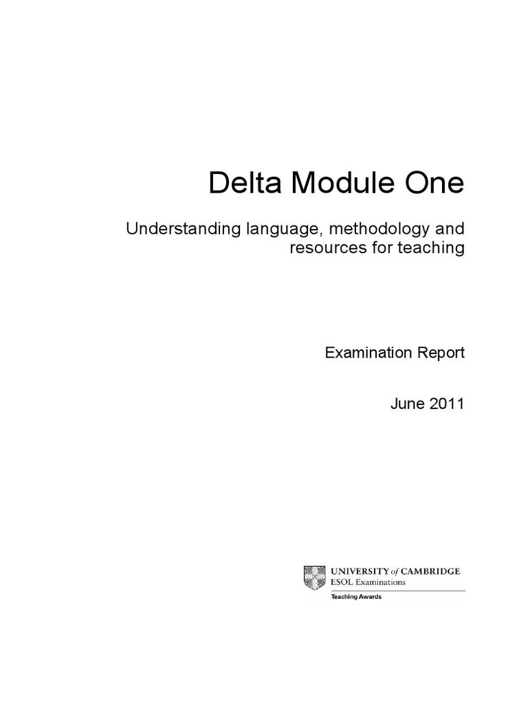 Delta Module One: Understanding Language, Methodology and Resources For ...
