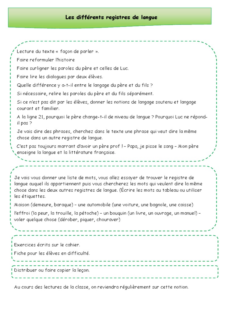 Seance Registres de Langue | PDF | Livres | Langues