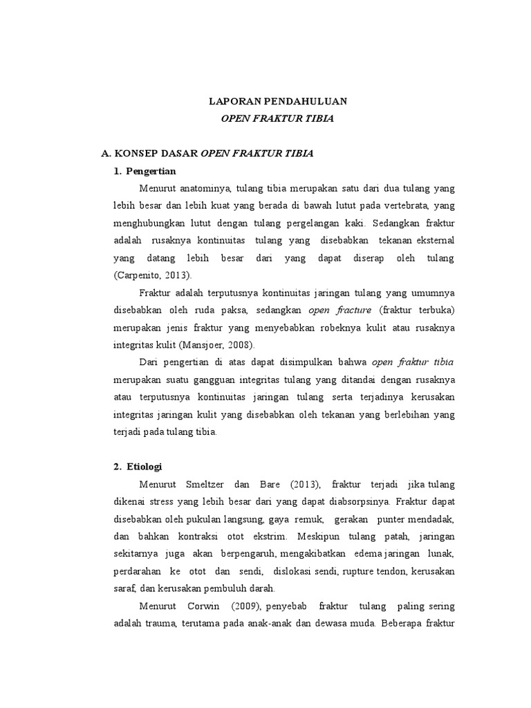 Open Fraktur Tibia: Pengertian dan Klasifikasi | PDF