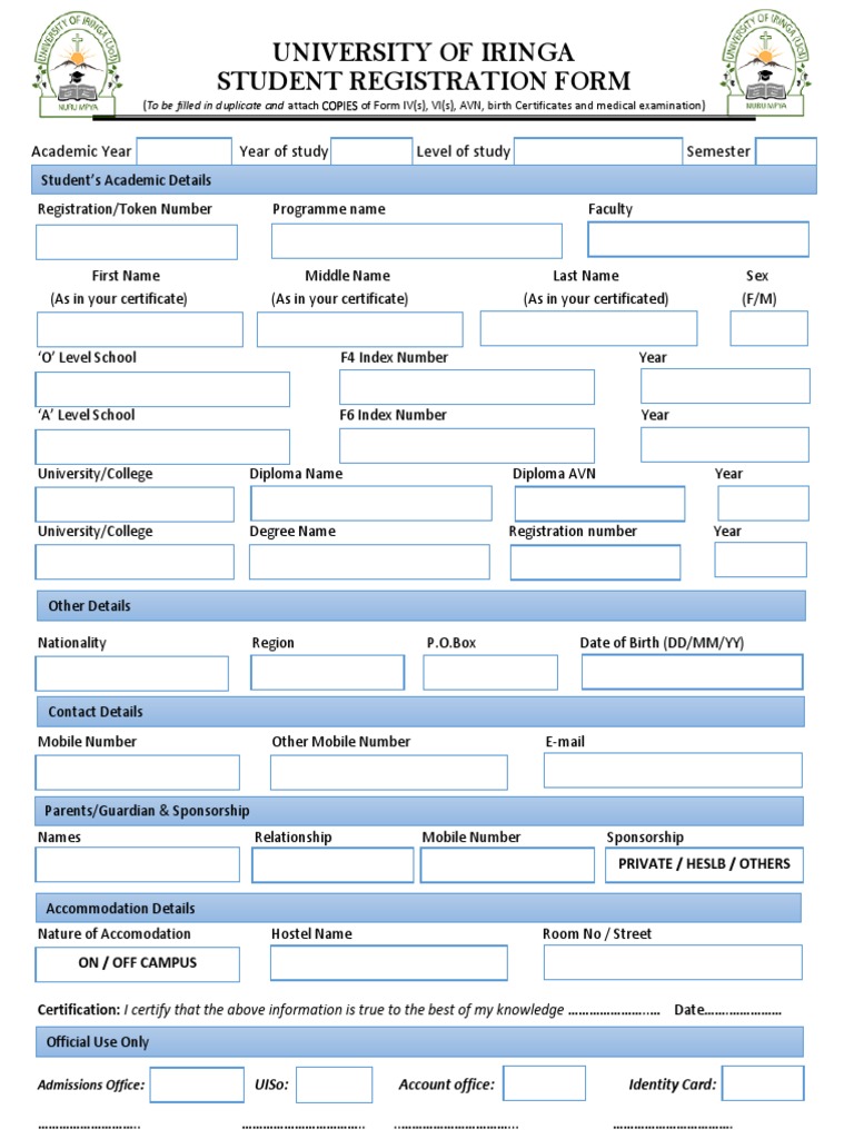 UoI Semester Registration and Medical Examination Form 2020 21 | PDF ...