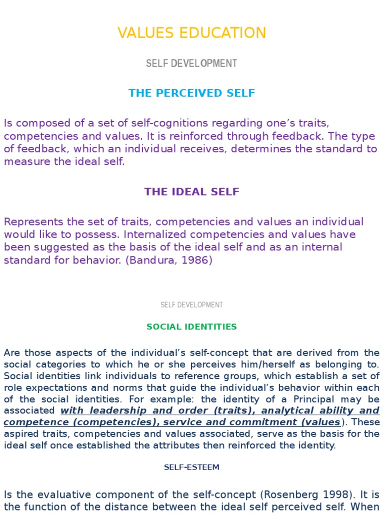 Values Education Self Development PDF Free | PDF | Morality | Free Will