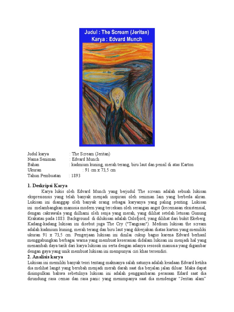 Analisis Lukisan The Scream Munch | PDF