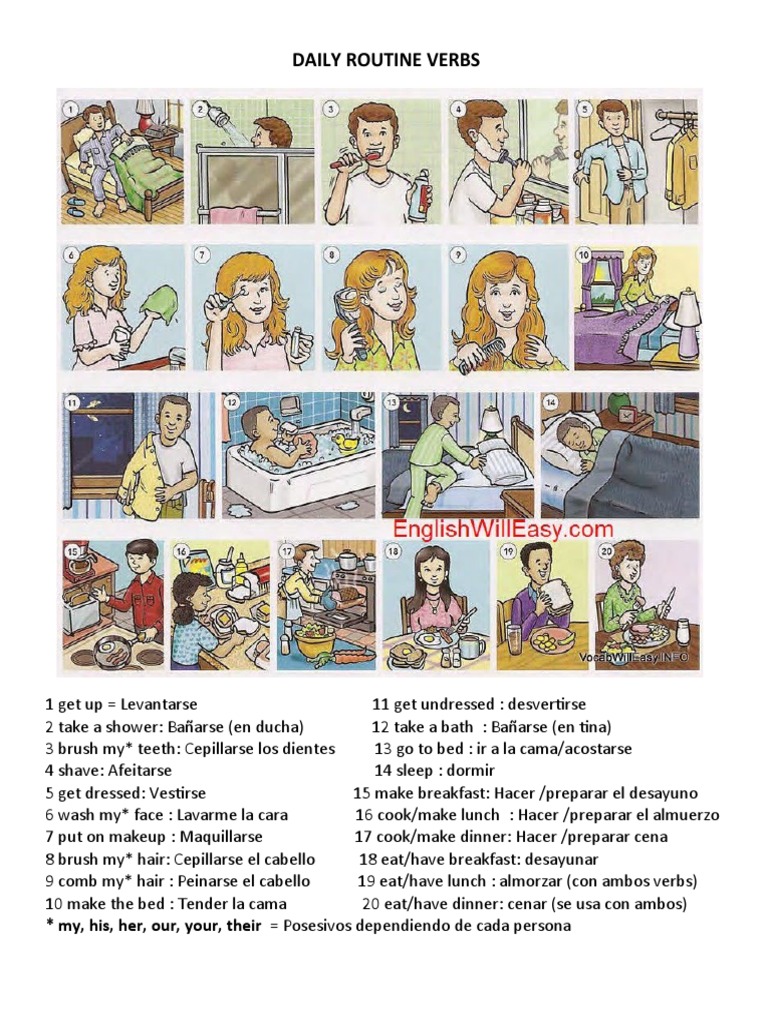 Daily Routine Verbs for ESL Learners | PDF | Foreign Language Studies ...