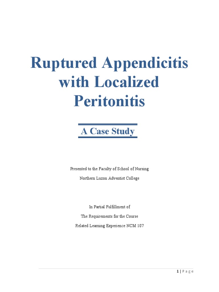 Appendicitis Case Study | PDF | Medical Specialties | Diseases And ...