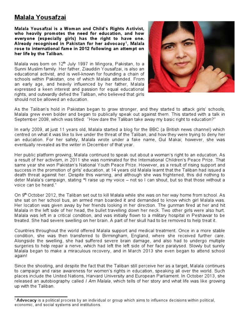 Biography Edited | PDF | Malala Yousafzai | Violence