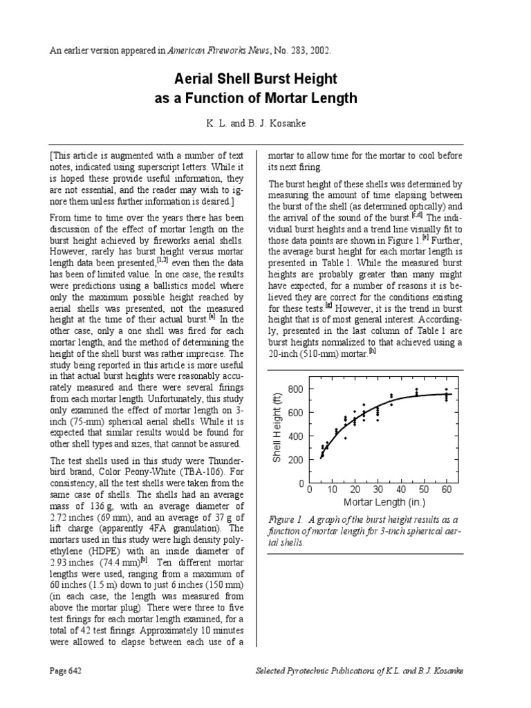 Shell Hight Vs Mortar Lenght | PDF | Shell (Projectile) | Mortar (Weapon)