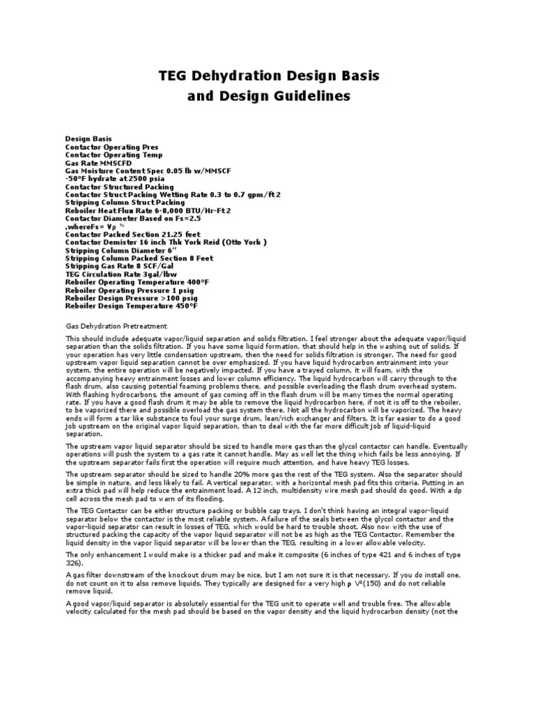 TEG Dehydration Design Guidelines | PDF | Heat Exchanger | Pump