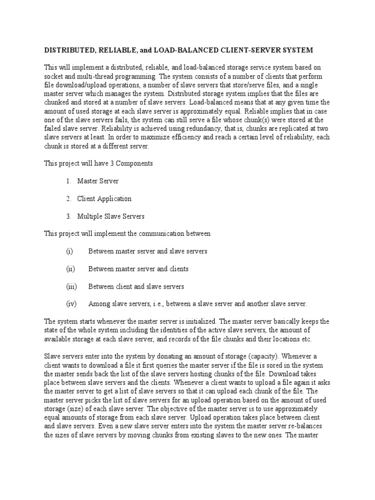 JavaProject Description | PDF | Load Balancing (Computing) | Client–Server Model