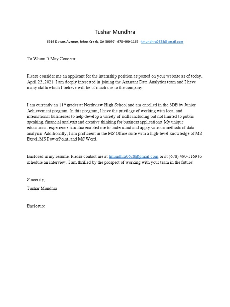 Final Cover Letter | PDF