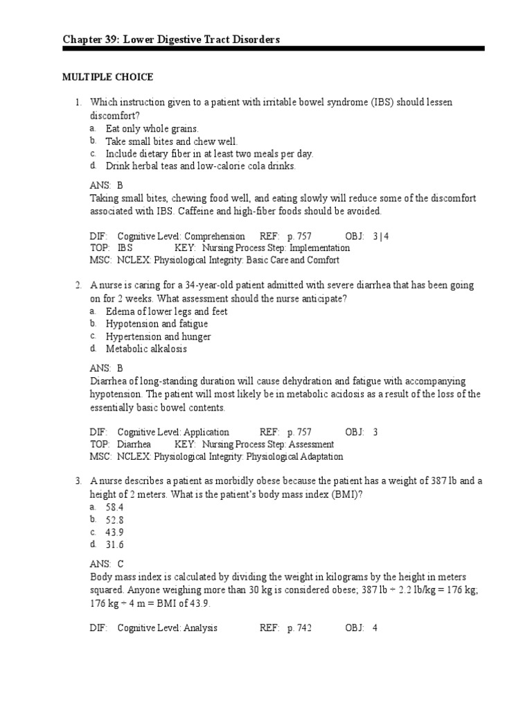 Chapter 39 - Lower Digestive Tract Disorders | PDF | Inflammatory Bowel ...