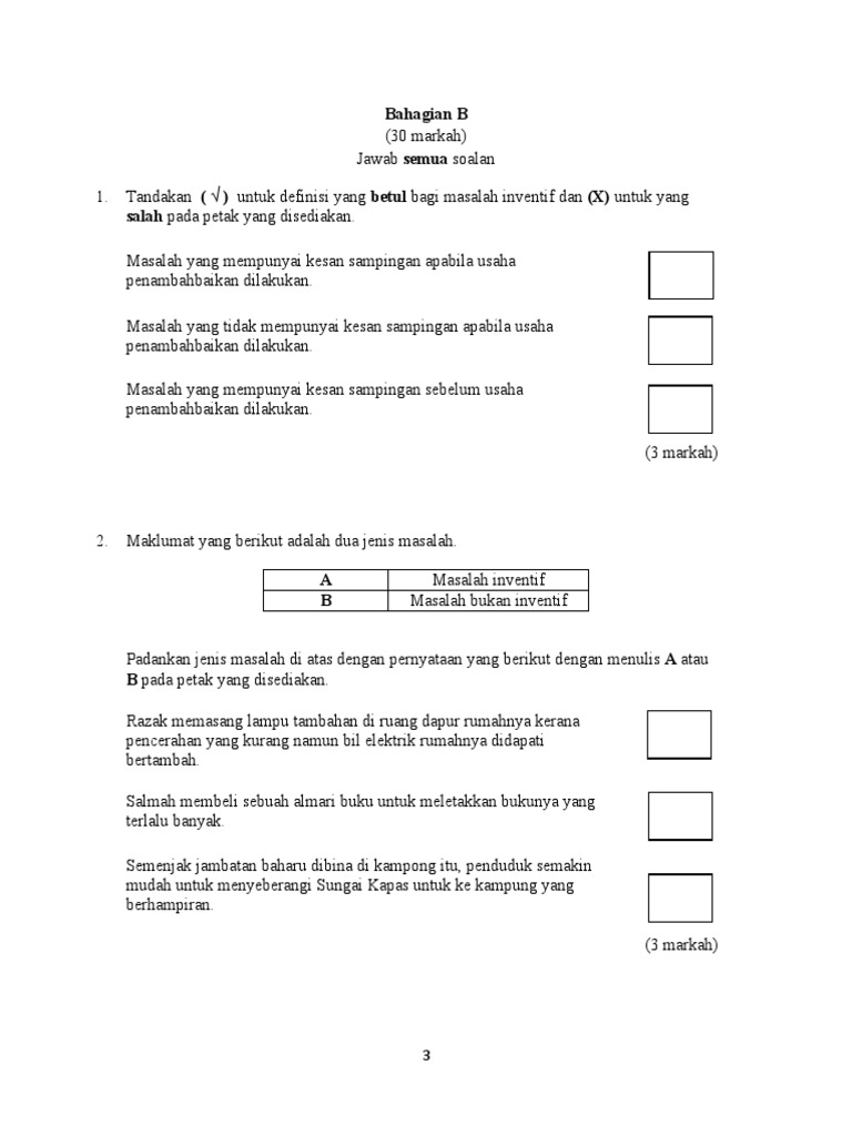 Bahagian B - Ujian 1 RBT 2021 | PDF