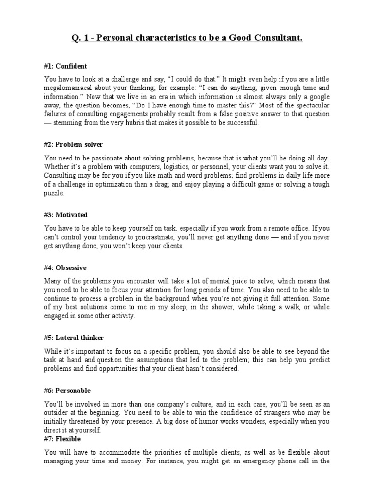 Qualities of Good Consultant | PDF | Consultant | Customer