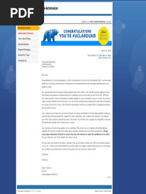 Ucla Medical School Acceptance Letter