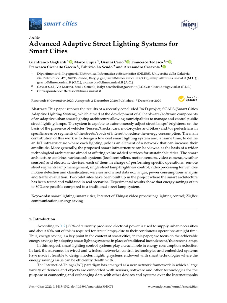 Smart Cities: Advanced Adaptive Street Lighting Systems For Smart ...