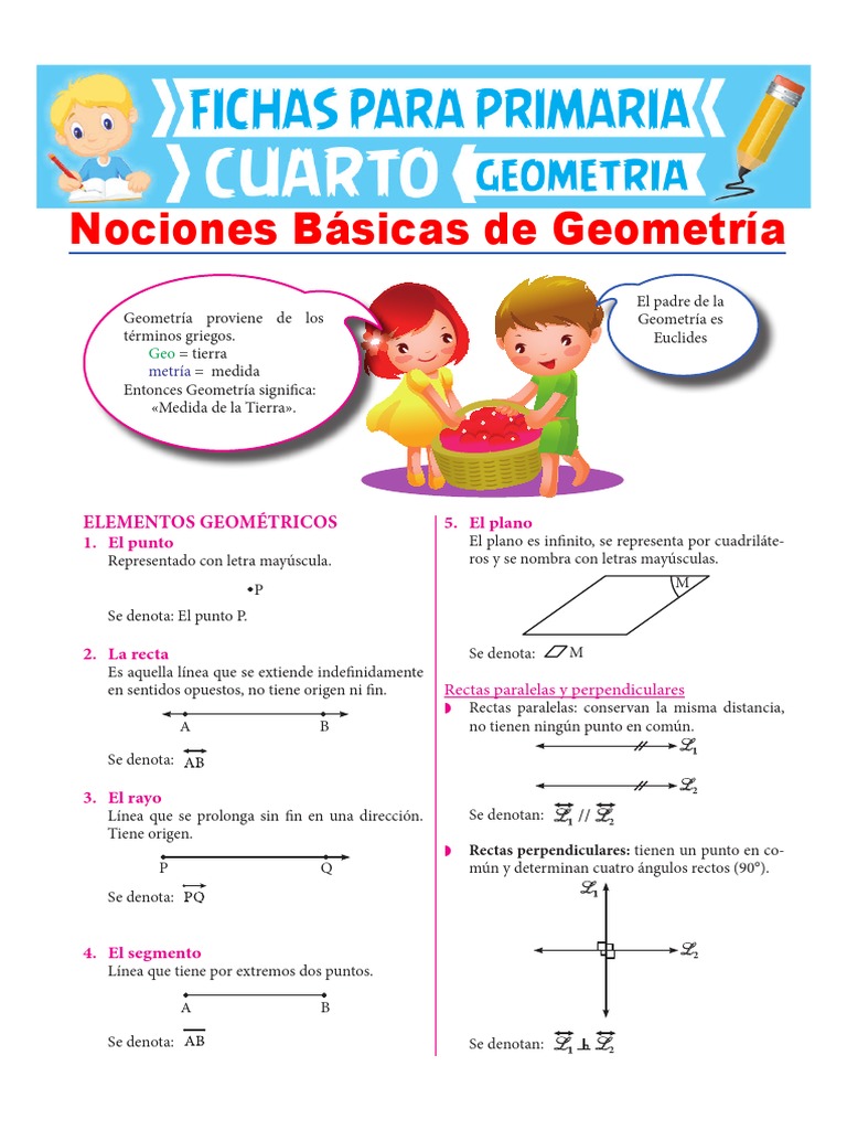 Nociones Básicas de Geometría para Cuarto de Primaria | PDF | Perpendicular | Geometria plana)