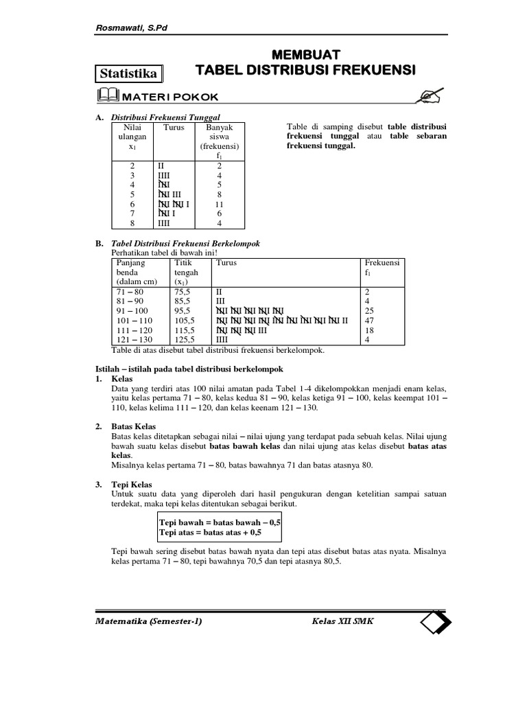 STATISTIKA-3 (Tabel Distribusi Frekuensi) | PDF