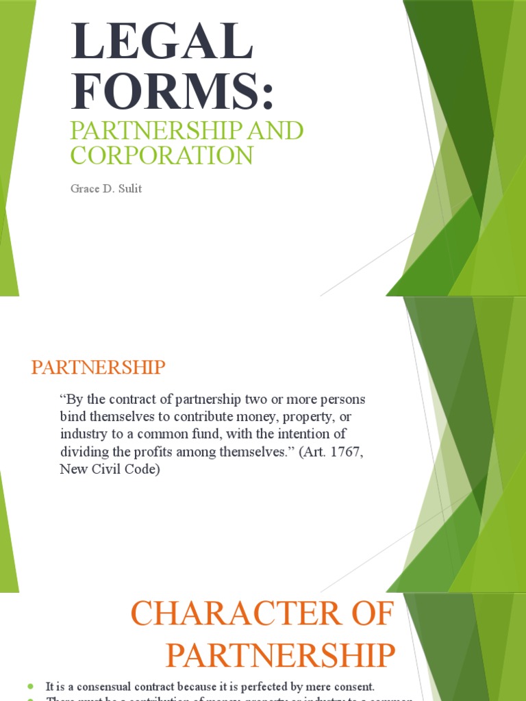 Legal Forms - Partnership and Corporation | PDF | General Partnership ...
