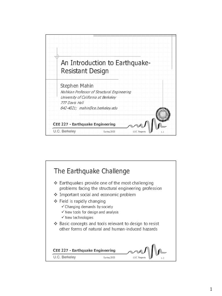 An Introduction To Earthquake-Resistant Design: Stephen Mahin | PDF | Earthquake Engineering ...