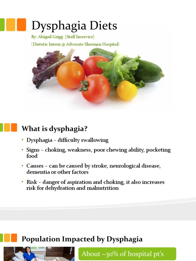 Dysphagia Diets: By: Abigail Grigg (Staff Inservice) (Dietetic Intern ...