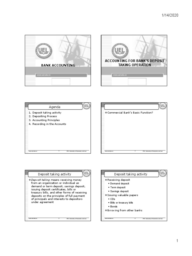 Accounting for a Bank's Deposit Taking Operations | PDF | Deposit ...