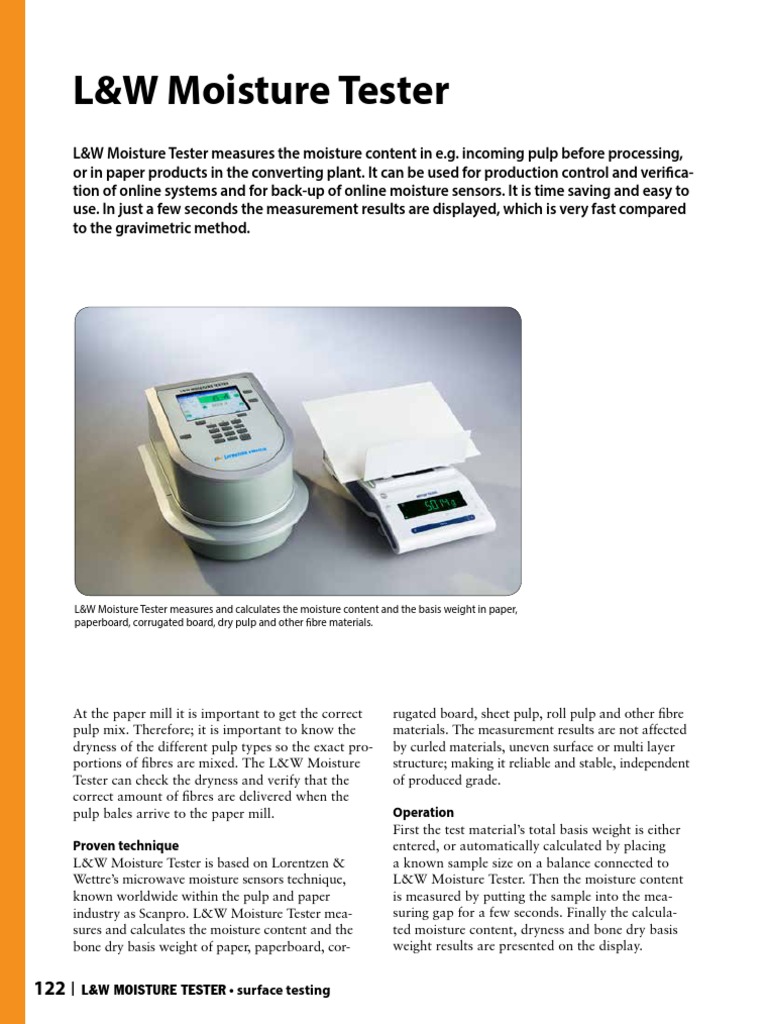 862 Moisture Tester Product Sheet | PDF | Pulp (Paper) | Paper